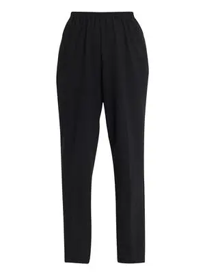 Eskandar Narrow Elastic Waist Wool Trousers - Black
