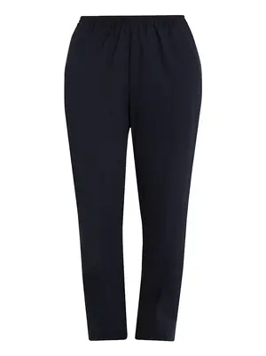 Eskandar Narrow Elastic Waist Wool Trousers - Navy
