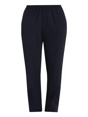 Eskandar Narrow Elastic Waist Wool Trousers - Navy