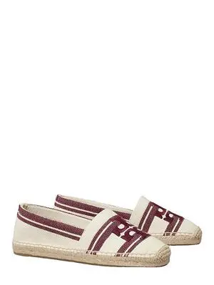 Tory Burch Double T Jacquard Espadrille Flats - Ash White/vino