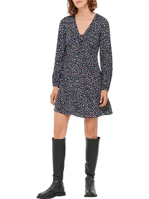 Whistles Painted Garden Fit And Flare Dress - Black/multi