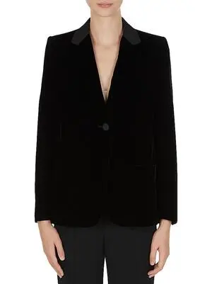 Emporio Armani Velvet Single-button Blazer - Black