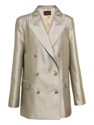 JOSEPH Chapone Metallic Oversized Blazer - Silver