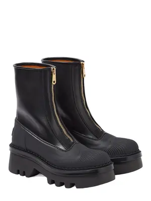 Chloé Raina Leather Ankle Boots - Black