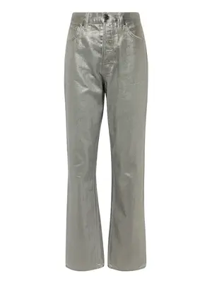 Veronica Beard Daniela Metallic High-rise Straight Jeans - Silver