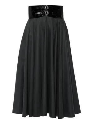 Alaïa Belted High-rise Virgin Wool Midi Skirt - Grey