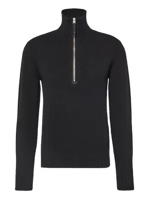 TOM FORD Wool And Cashmere-blend Half-zip Sweater - Black