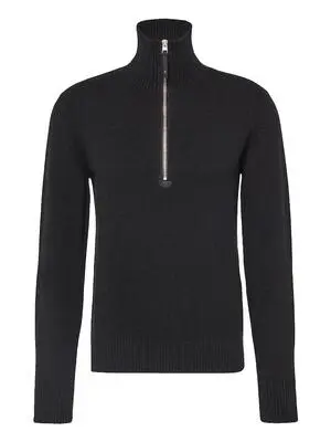 TOM FORD Wool And Cashmere-blend Half-zip Sweater - Black