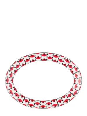 Prada Small Porcelain Serving Plate - Black/red