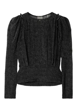 Isabel Marant Zarga Flocked Chiffon Blouse - Black