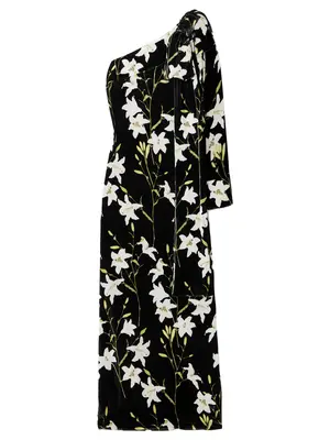 Bernadette Nel Floral-print Velvet Gown - Black