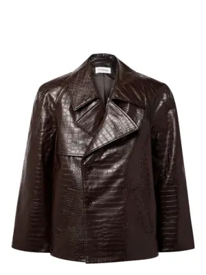 THE FRANKIE SHOP-Oversized Croc-Effect Faux Leather Coat