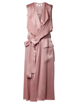 Victoria Beckham Cutout Hammered-satin Midi Wrap Dress - Pink