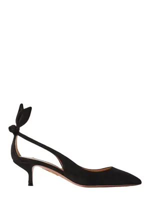 AQUAZZURA Bow Tie 50 Suede Pumps - Black