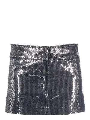 NISSA Sequin-embellished Miniskirt - Silver