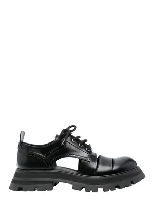 Alexander McQueen Cut-out Leather Oxford Shoes - Black