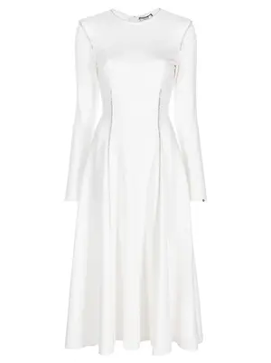 NISSA Crystal-embellished Midi Dress - White