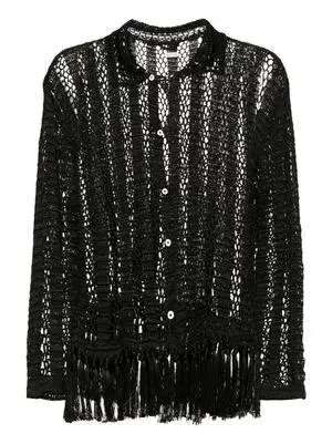 BODE Open-knit Fringed Shirt - Black