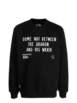 Izzue Slogan-embroidered Crew-neck Sweatshirt - Black
