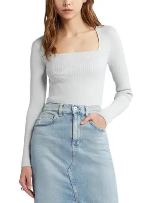 OPEN EDIT Open Edit Luxe Sculpt Square Neck Top Grey Glacier