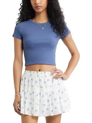 Bp. BP. Compact Rib Crop Baby Tee Blue Indigo