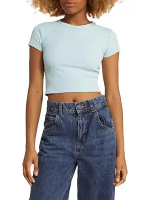 Bp. BP. Compact Rib Crop Baby Tee Blue Sterling