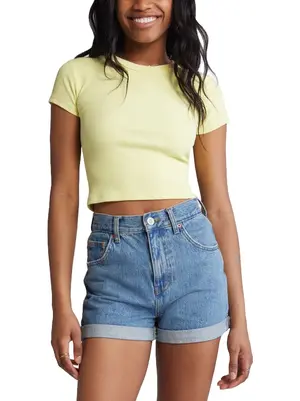 Bp. BP. Compact Rib Crop Baby Tee Green Dawn