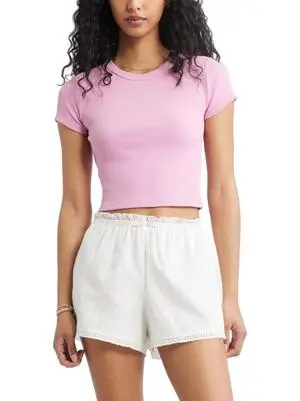 Bp. BP. Compact Rib Crop Baby Tee Pink Moonlite