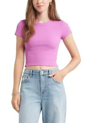 Bp. Compact Rib Crop Baby Tee - Pink Rosebud
