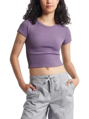 Bp. BP. Compact Rib Crop Baby Tee Purple Montana