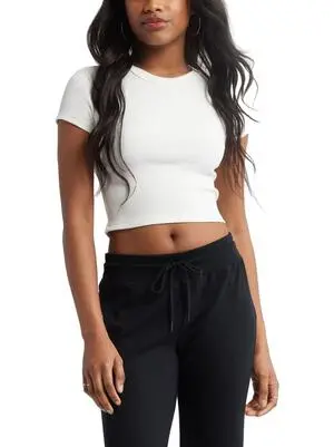 Bp. BP. Compact Rib Crop Baby Tee White Blanc