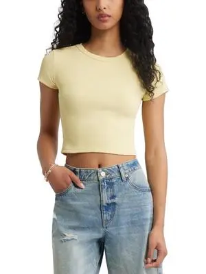 Bp. BP. Compact Rib Crop Baby Tee Yellow Mellow