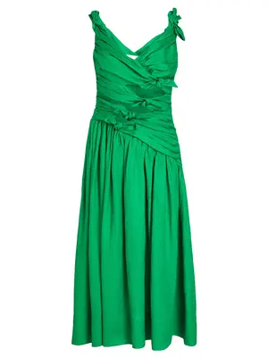 Zimmermann Cutout Knotted Linen Midi Dress - Green