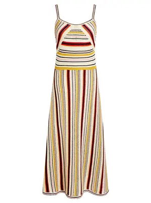 Zimmermann Vitali Striped Crochet-knit Cotton Maxi Dress - Pastel Yellow