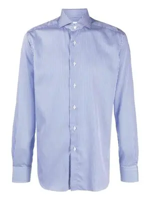 XACUS Striped Cotton Shirt - Blue