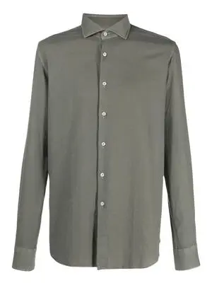 XACUS Cutaway-collar Cotton Shirt - Green