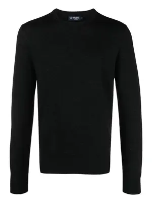 HACKETT Herringbone Jacquard Wool Jumper - Black