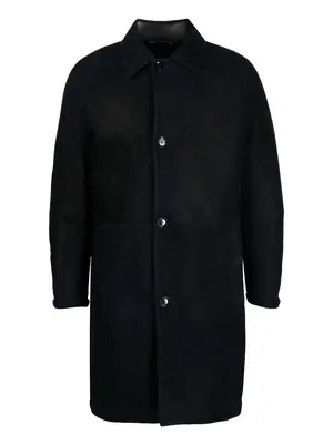 Brioni Single-breasted Leather Coat - Black