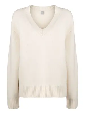 TOTEME V-neck Wool-cashmere Jumper - Neutrals