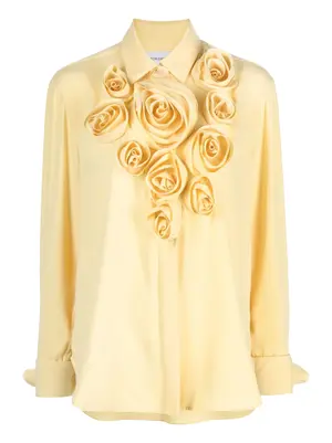 Viktor & Rolf Crepe Floral-appliqué Shirt - Yellow