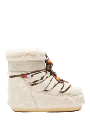 Moon Boot Icon Low Faux-fur Beaded Boots - Neutrals