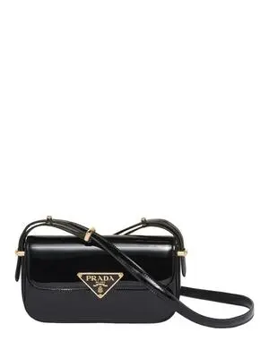 PRADAショルダーバッグ PRADA Vitello Phenix Double ZIp Camera Bag Black - Consigned Designs