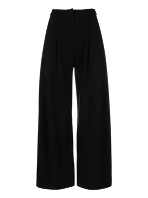 LOULOU Pleat-detail Palazzo Trousers - Black