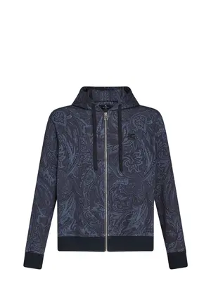 Etro Paisley-print Zip-up Hoodie - Blue