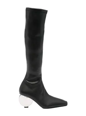 COURREGES Circle 90mm Faux-leather Knee-high Boots - Black
