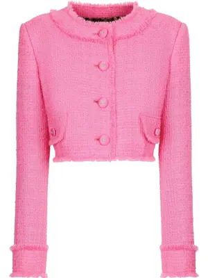 Dolce & Gabbana Round-neck Cropped Tweed Jacket - Pink