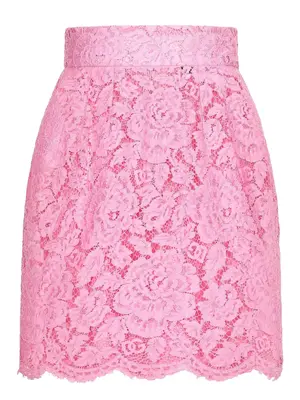 Dolce & Gabbana Floral Lace Miniskirt - Pink
