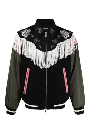 Dsquared2 Frayed-trim Bomber Jacket - Black