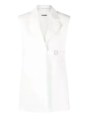JIL SANDER Belted Cotton Waistcoat - White