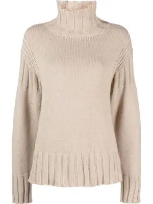 JIL SANDER Roll-neck Cashmere Jumper - Neutrals